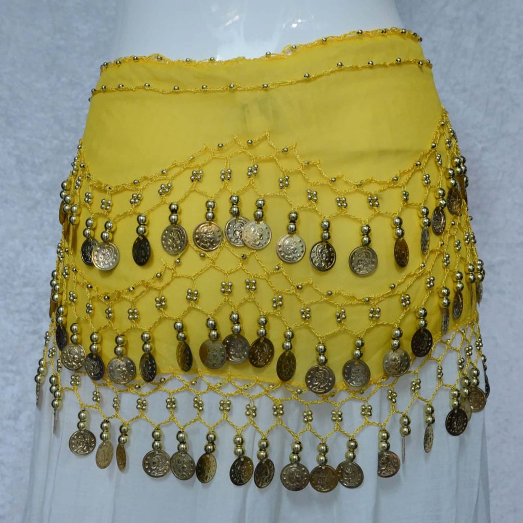 Yellow Hip Scarf Gold Coins - Dance Of Life